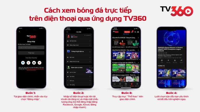 Hướng dẫn xem bóng đá trực tiếp trên điện thoại với TV360